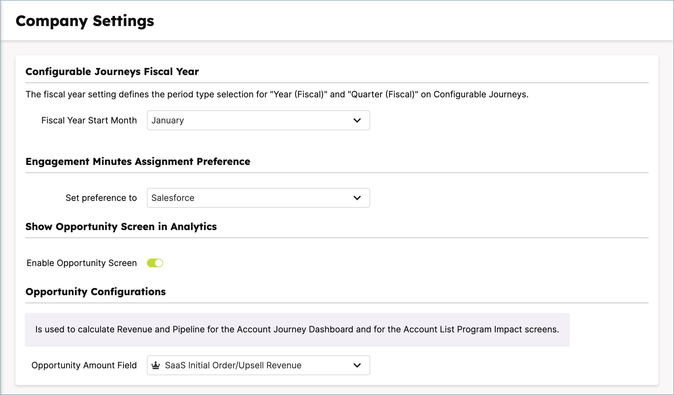 Understanding Company Settings for Journeys and Opportunities – Help Center
