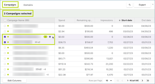 Understanding the Campaigns and Domains Tabs on the Campaigns Dashboard ...