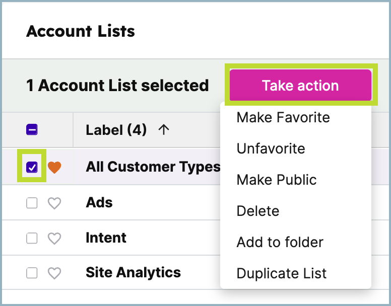 Manage Account Lists – Help Center