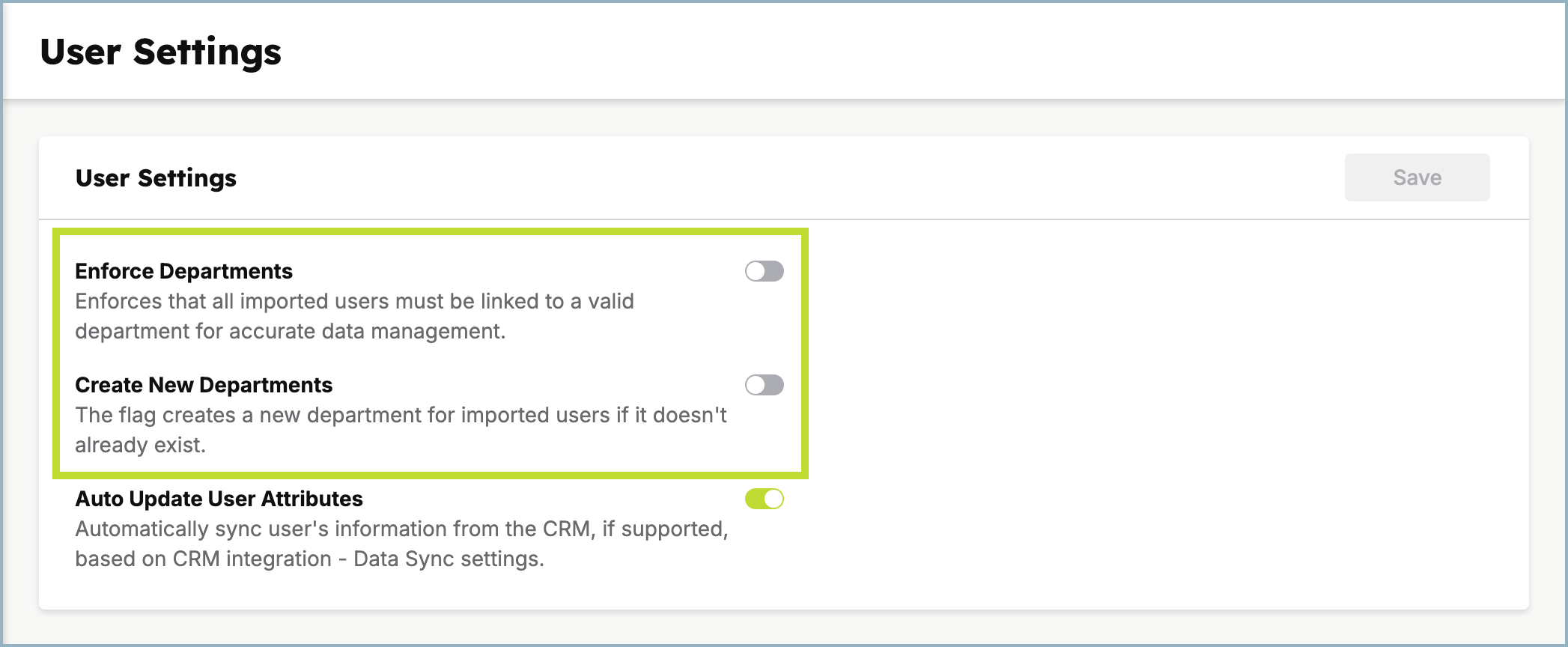 Configure Imported User Settings – Help Center