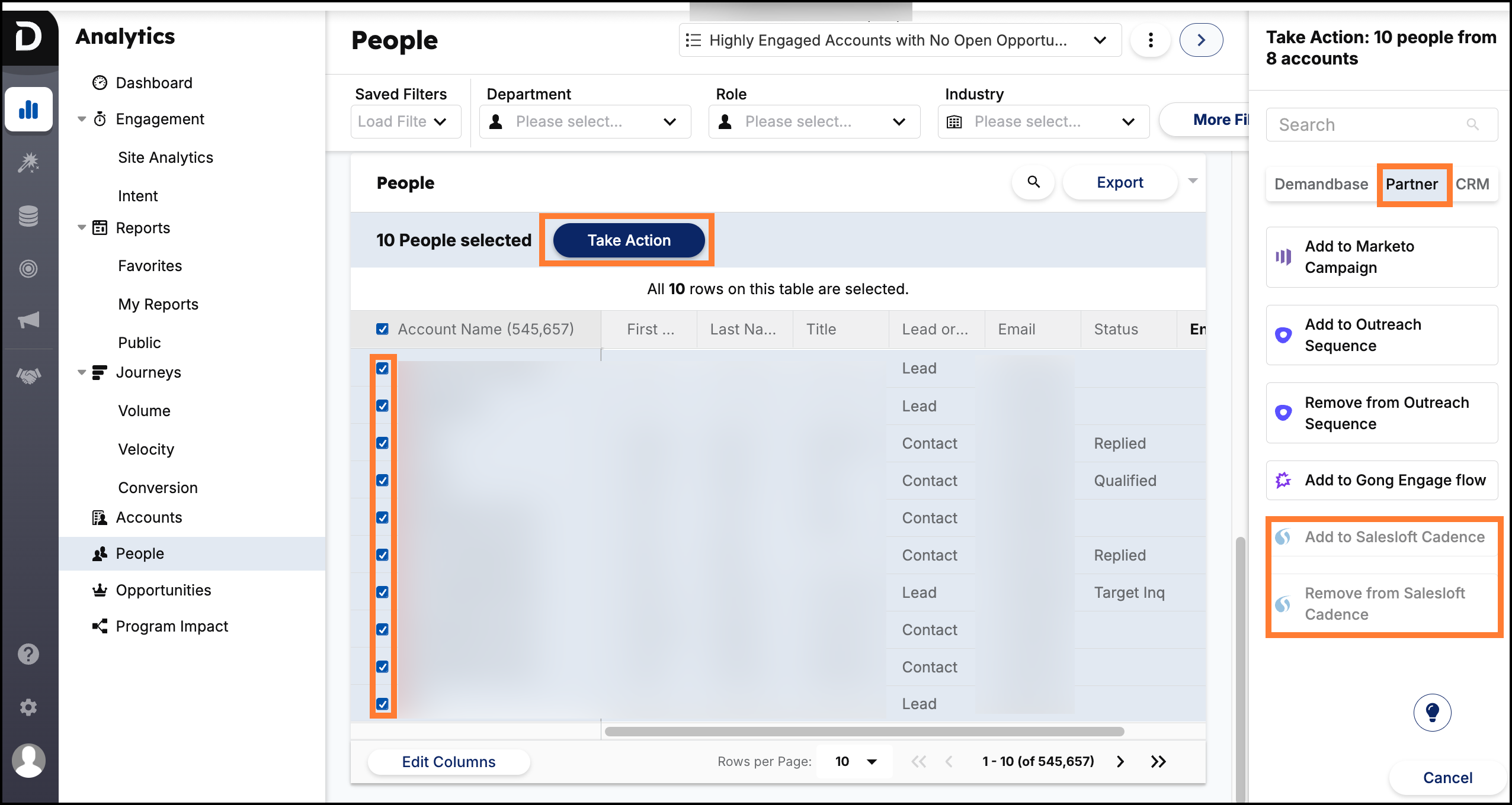 Take Action SalesLoft Cadences Help Center