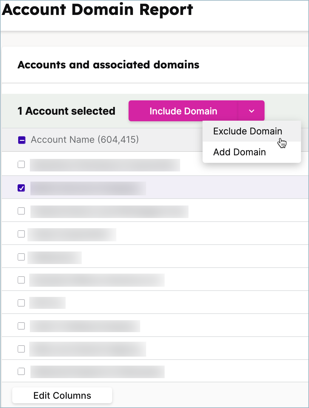 Account Domain Report – Help Center